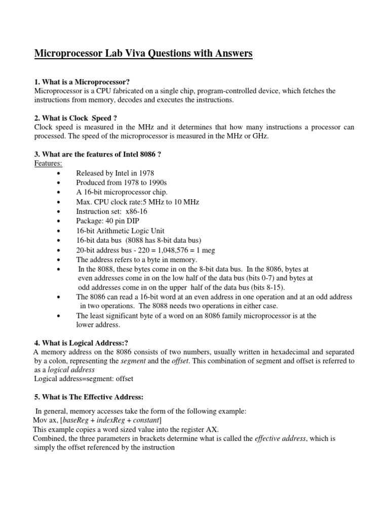 MP Viva Questions With Answers | PDF | Central Processing Unit | Input ...
