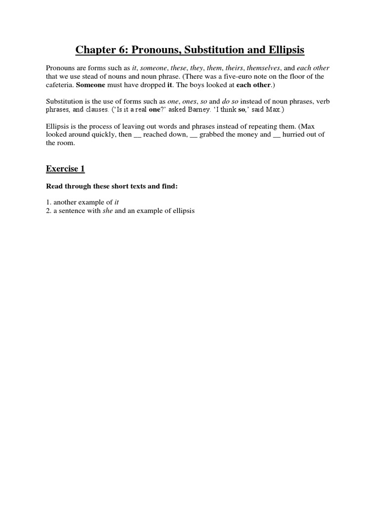 Chapter 6 - Pronouns Substitution and Ellipsis - Oxford Practice Grammar - Advanced | PDF ...