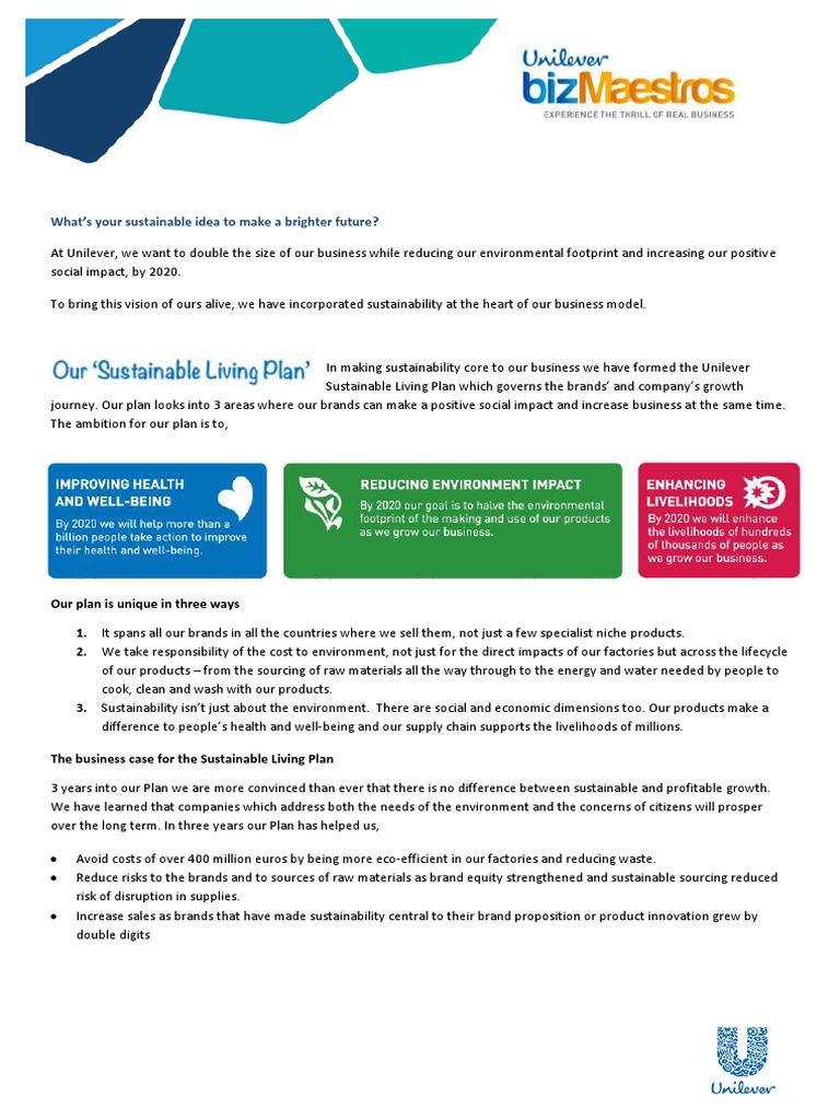 Unilever BizMaestros Round 1 Challenge | PDF | Unilever | Sustainability