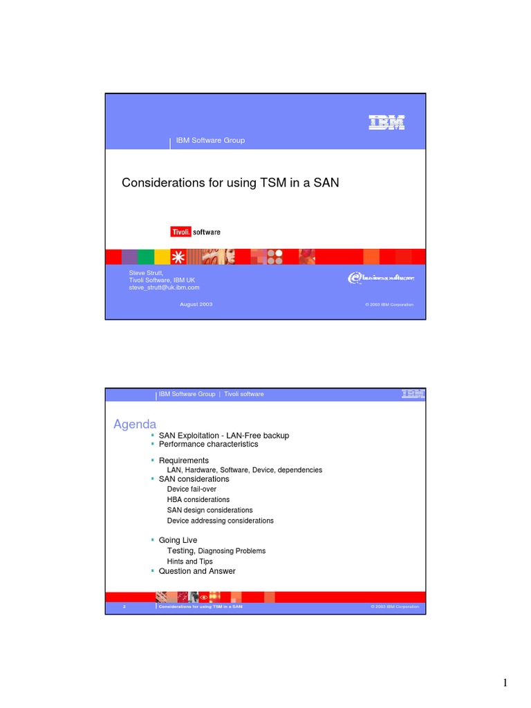 Considerations For Using TSM in A SAN PDF | PDF | Backup | Computer ...