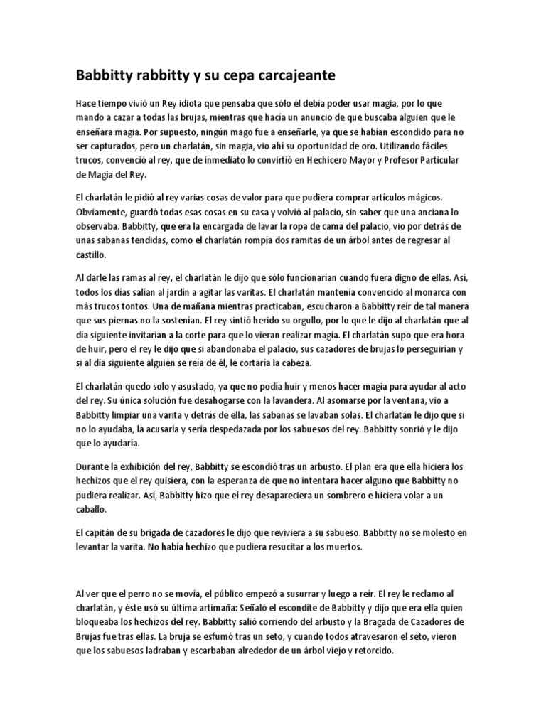 Babbitty Rabbitty y Su Cepa Carcajeante | PDF | Ocio