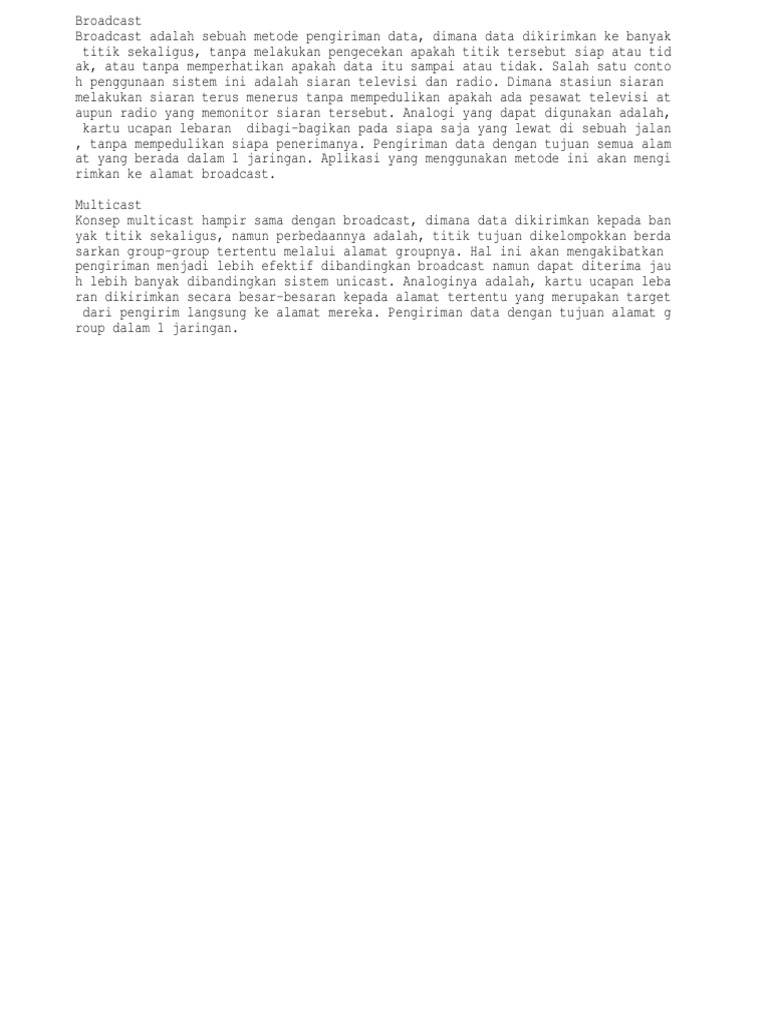 Beda Broadcast Dan Multicast | PDF