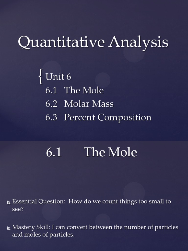Mole, Molar Mass & Percent Composition | PDF | Mole (Unit) | Chemical ...