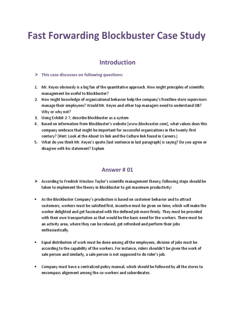 Blockbuster Management Case Study | PDF | Employment | Business
