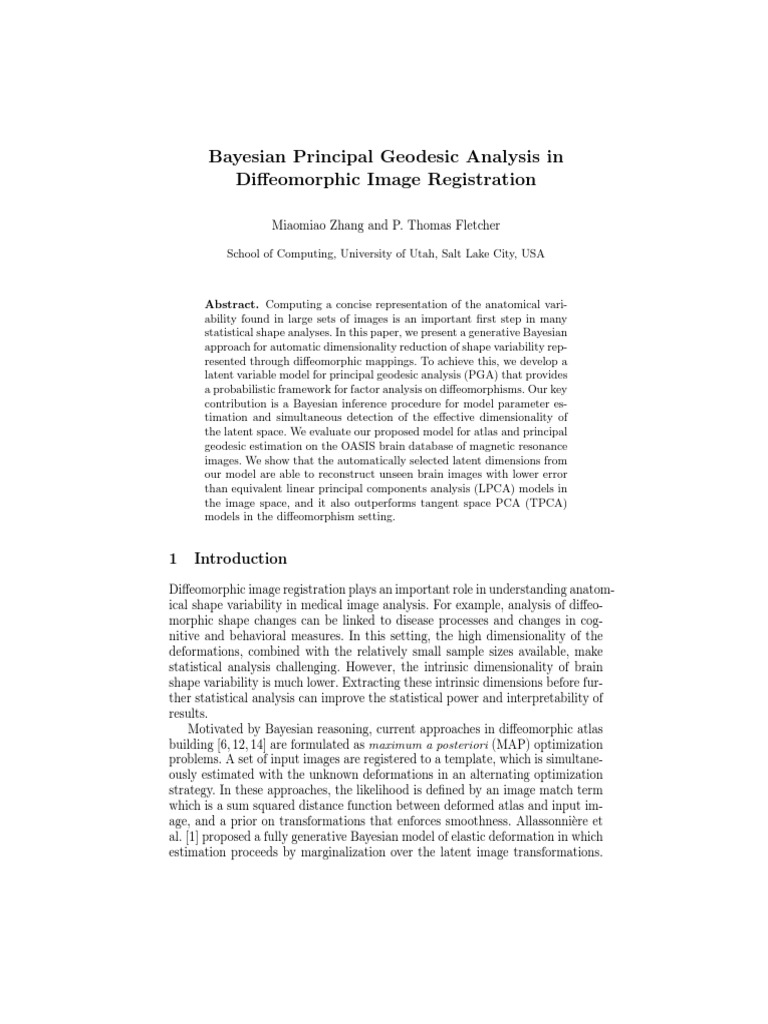 Fletcher2014 Geodesic PCA | PDF | Principal Component Analysis | Bayesian Network