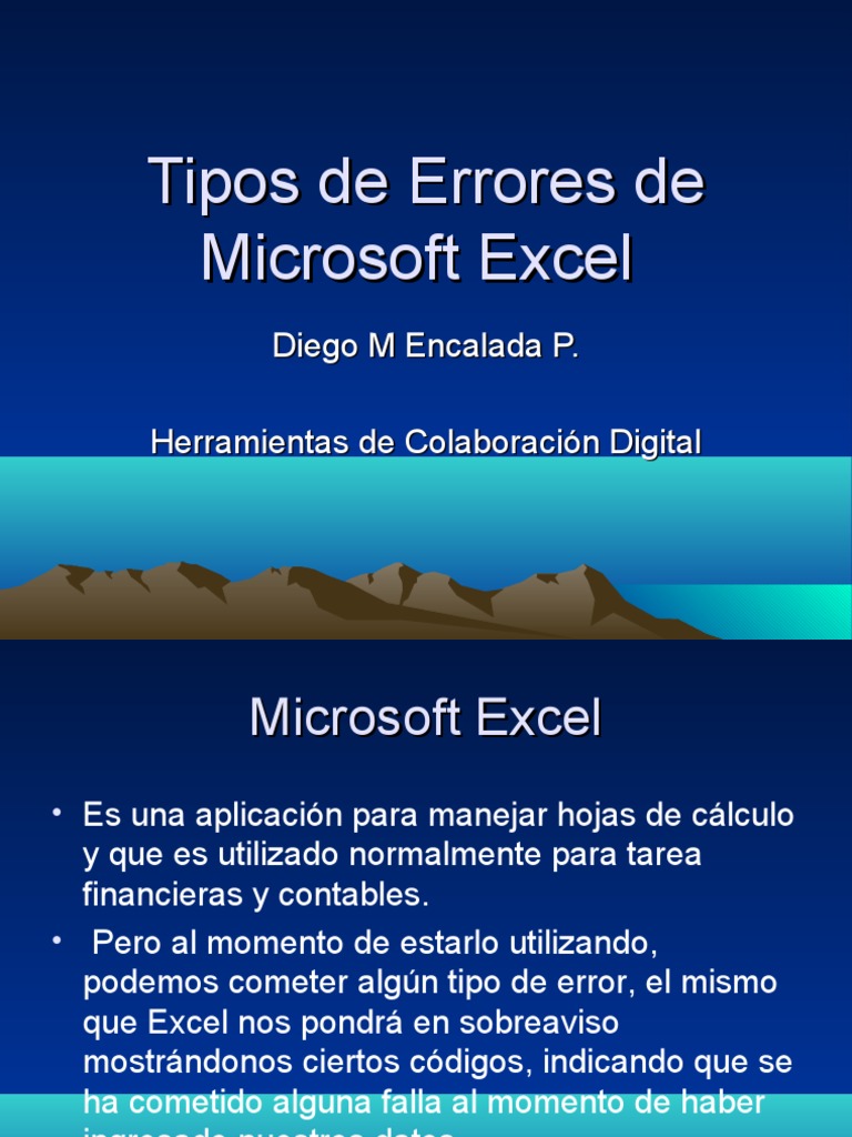Tipos de Errores de Microsoft Excel | PDF | Microsoft Excel | Informática