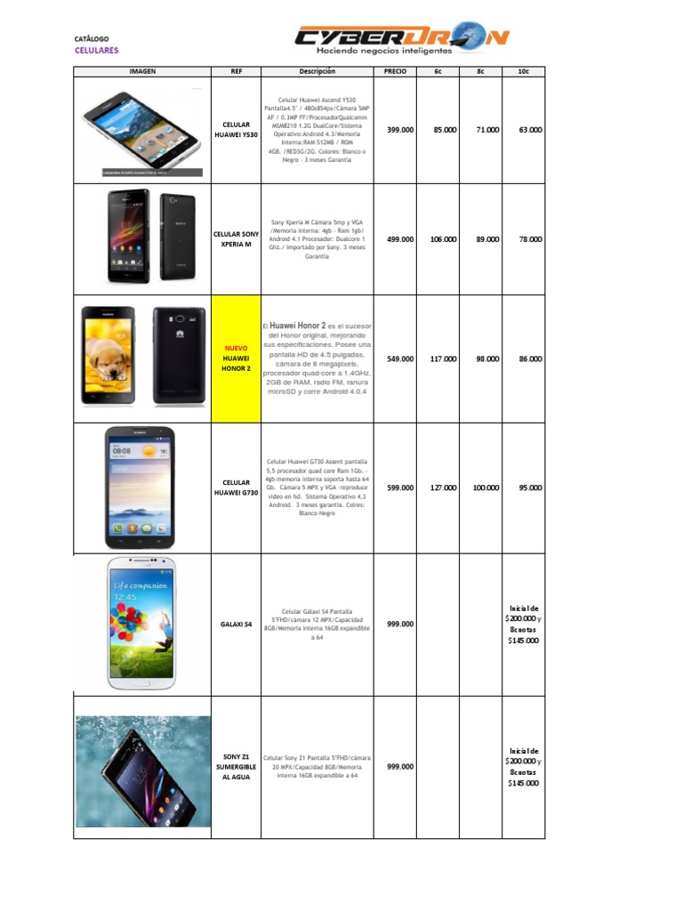 Catálogo Celulares | PDF