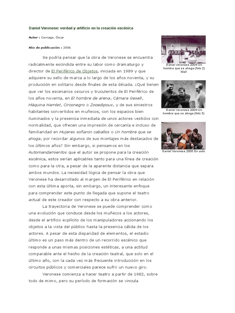 Daniel Veronese | PDF | Teatro | Autor