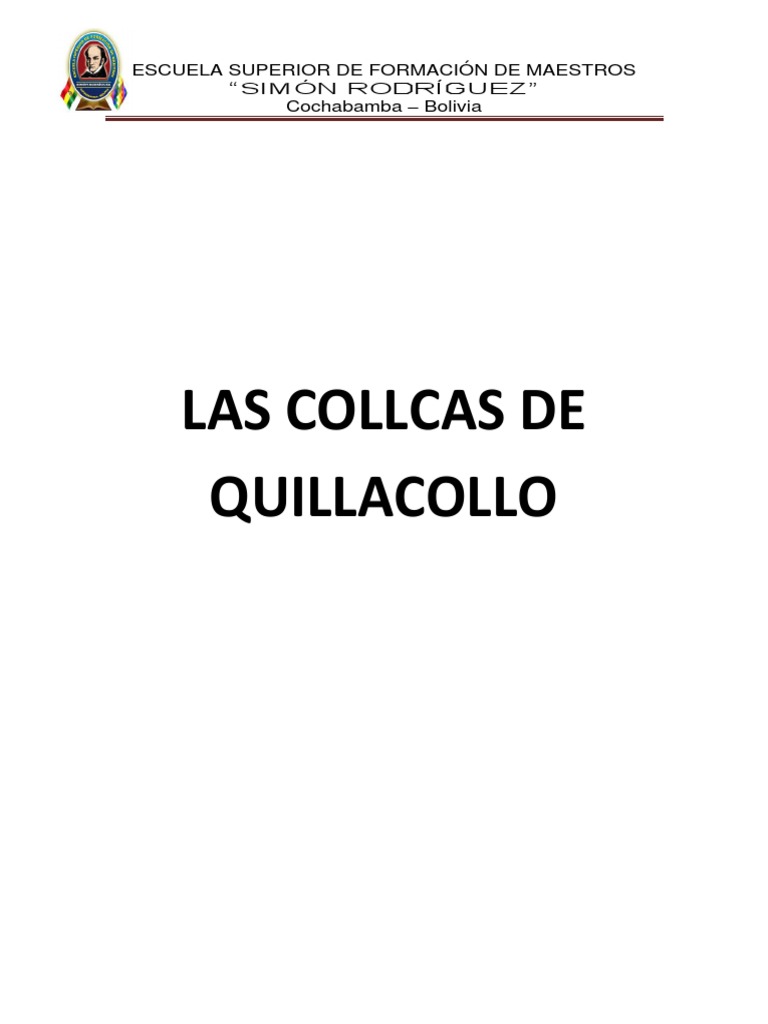 Las Collcas de Quillacollo | PDF | Turismo | Imperio Inca