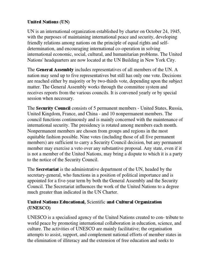 United Nations (UN) | PDF | United Nations General Assembly | United ...