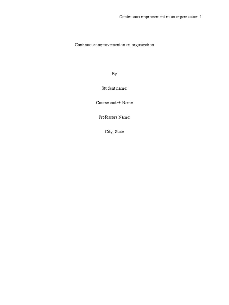 Continous Improvement Project | PDF | Organization Development | Goal
