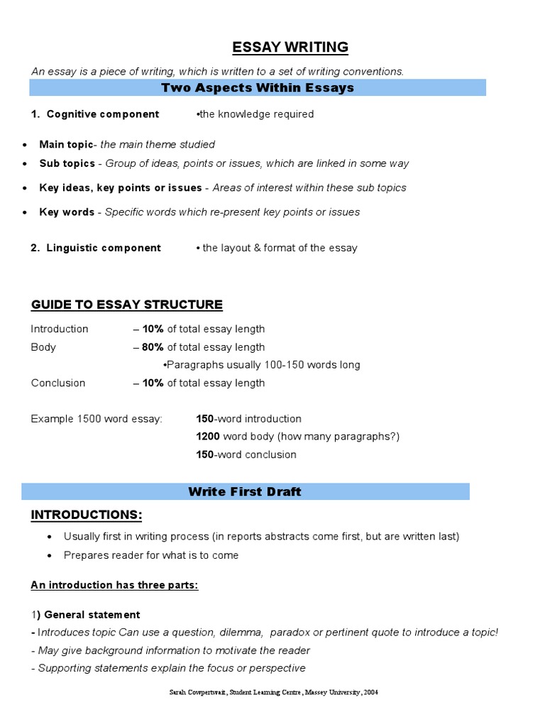 Essay Writing Workshop Notes | PDF | Paragraph | Essays