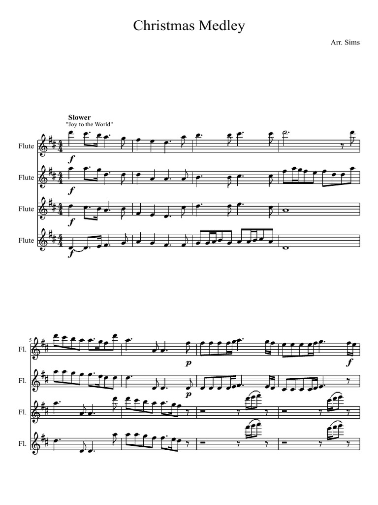 Christmas Medley Flute Quartet | PDF