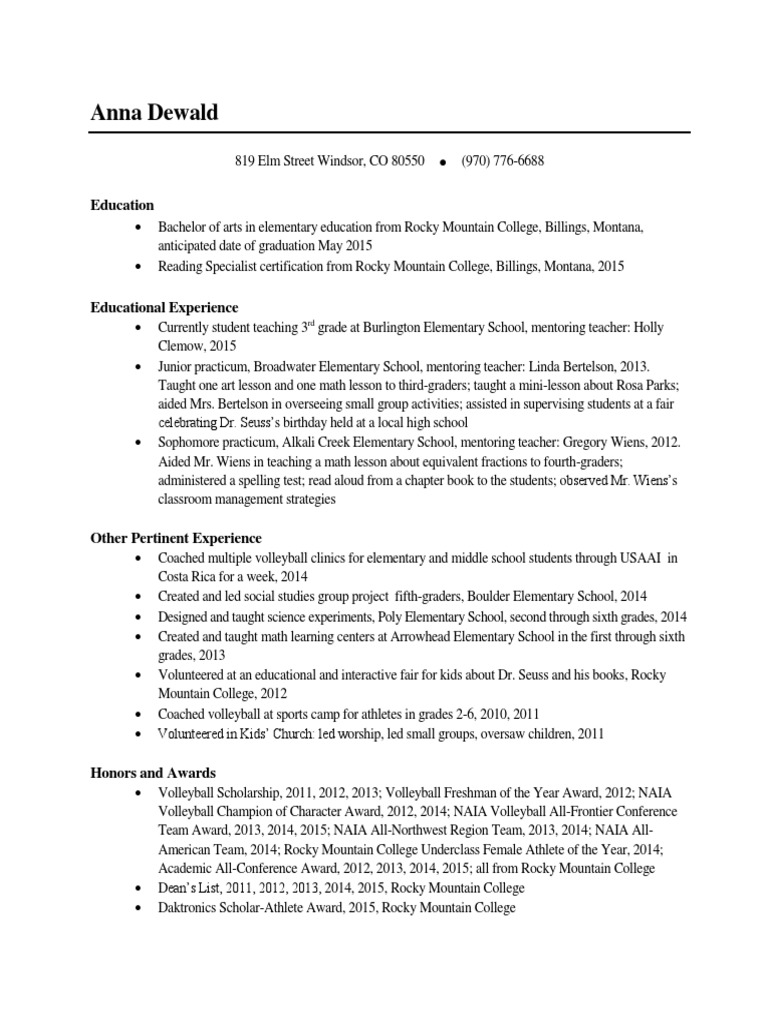 Anna Resume With Edits | PDF