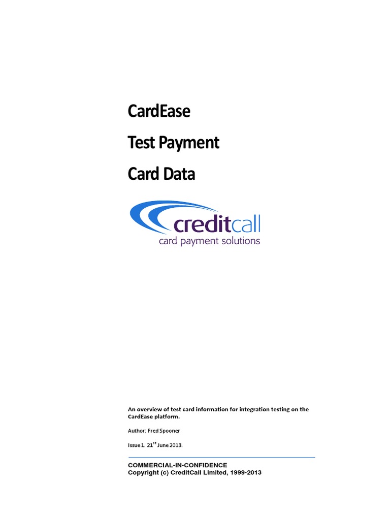 CardEase TestCardData | PDF | Visa Inc. | Financial Technology