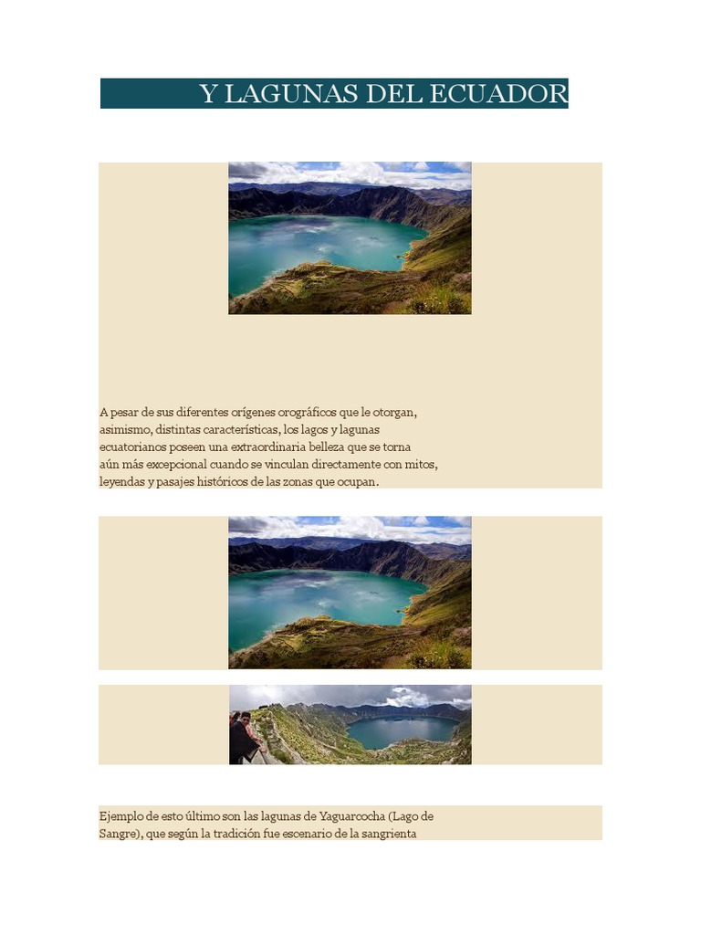 Lagos y Lagunas Del Ecuador | PDF | lago | Ecuador