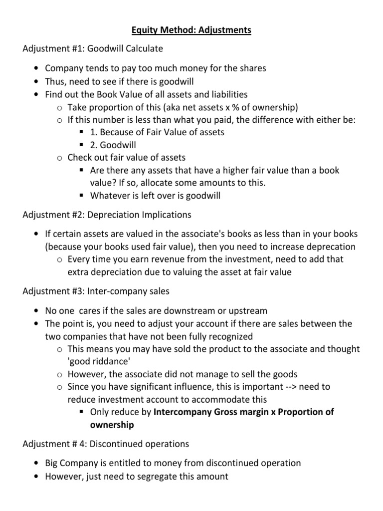 Equity Method Adjustments Explained | PDF