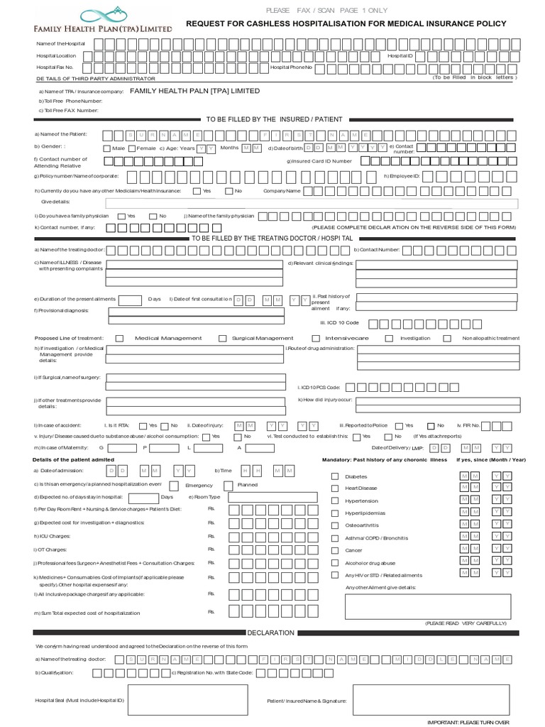 Pre Auth Form | Patient | Insurance