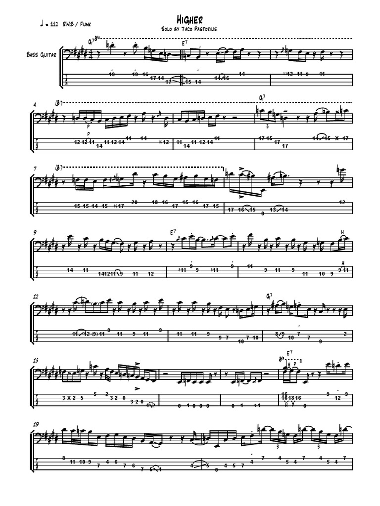 Jaco Pastorius - Higher | PDF | Chordophones | String Instruments