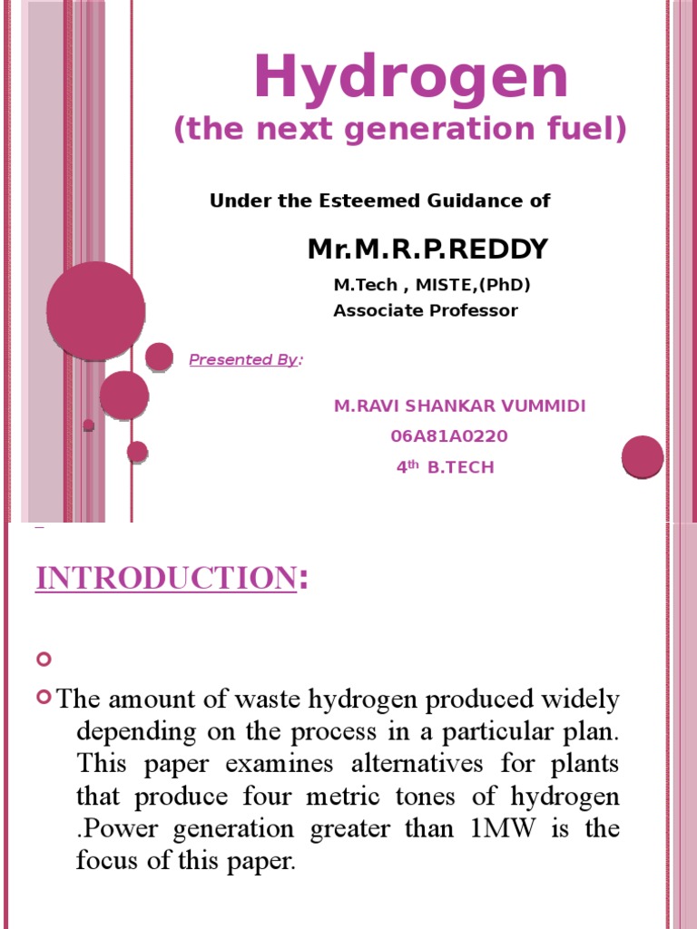 Hydrogen Fuel: Future Energy Solutions | PDF | Fuel Cell | Fuels