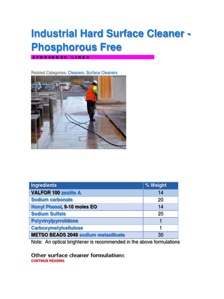 Industrial Hard Surface Cleaner | PDF | Detergent | Chemical Substances