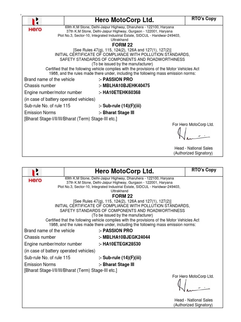 Form 22 | PDF | Motor Vehicle | Transport