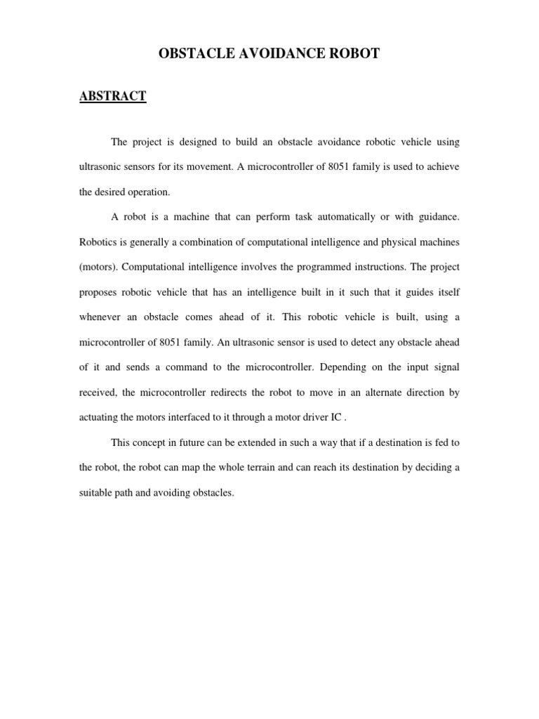 Obstacle Avoidance Robot Using 8051 | PDF