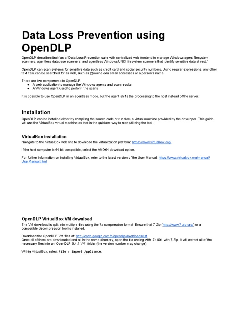 OpenDLP Installation and Usage Guide | PDF | File System | Virtual Machine
