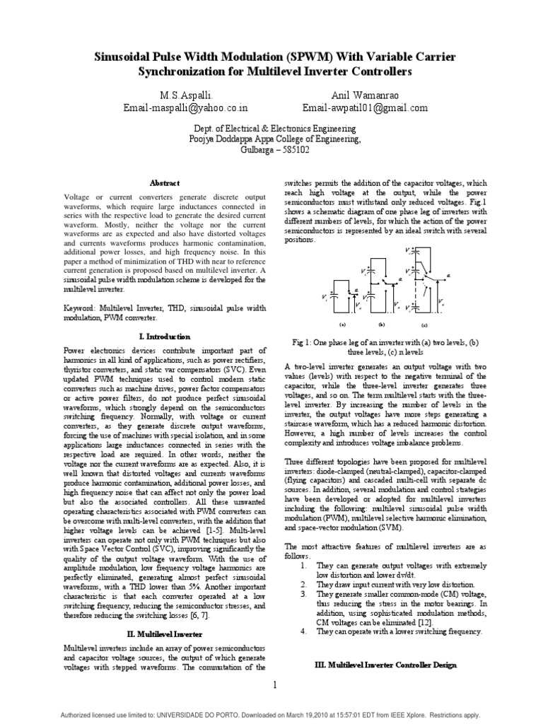 25 - Sinusoidal Pulse Width Modulation (SPWM) With Variable Carrier PDF ...