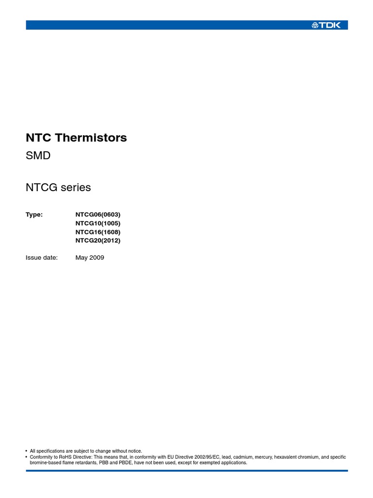 NTC Datasheet | PDF | Electrical Engineering | Physical Quantities