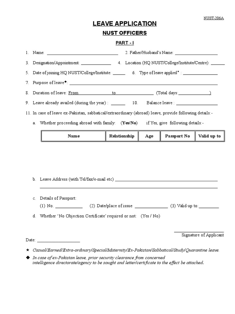 Ex Pakistan Leave Format | PDF