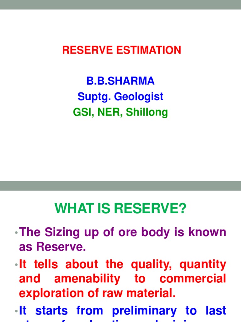 Reserve Estimation | PDF | Tonnage | Density