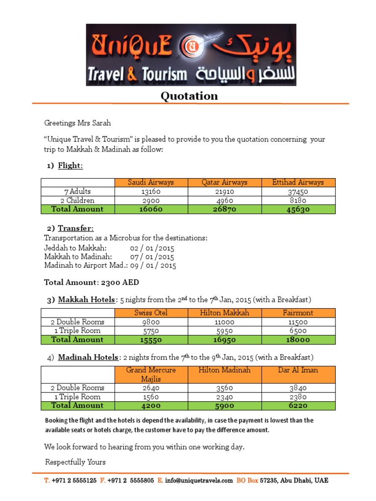 Booking Quotation | PDF