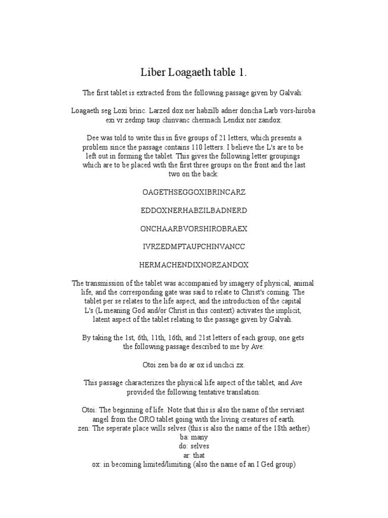 Liber Loagaeth Table 1 | PDF | Religious Belief And Doctrine ...
