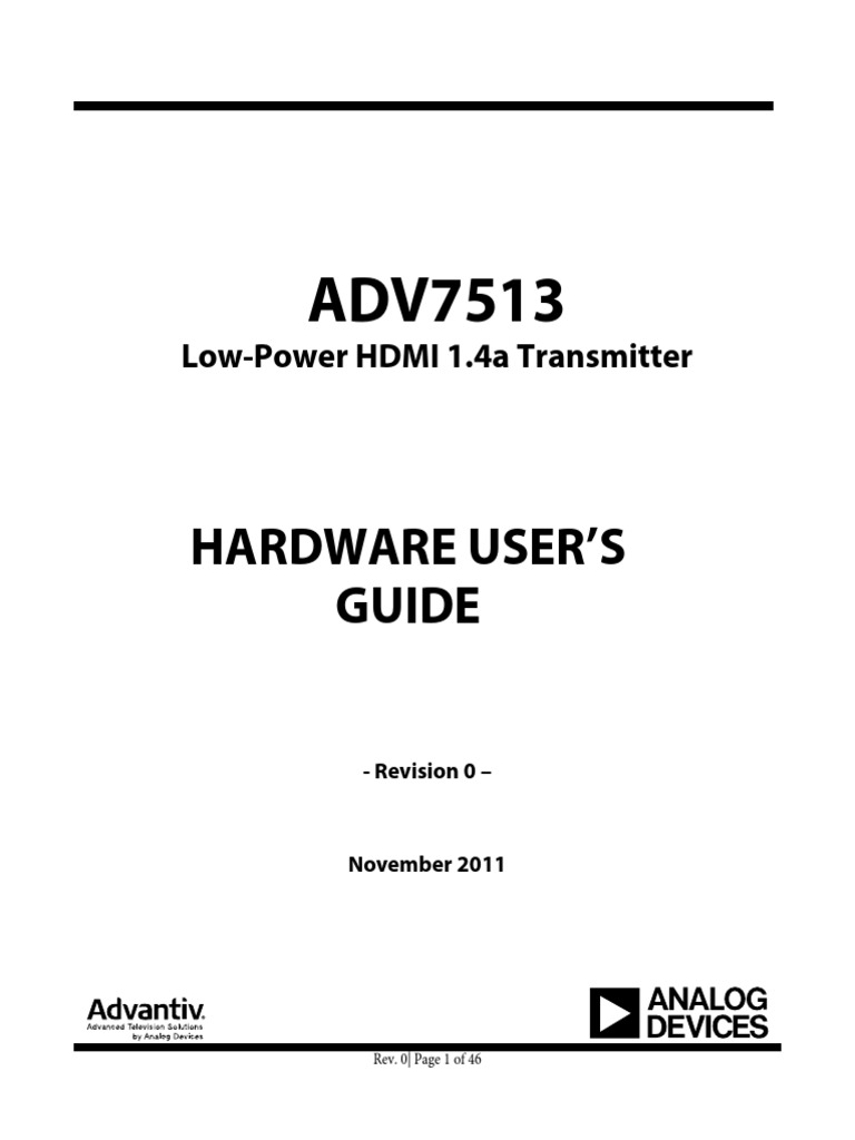 ADV7513 Hardware User Guide | PDF | Hdmi | Electronics