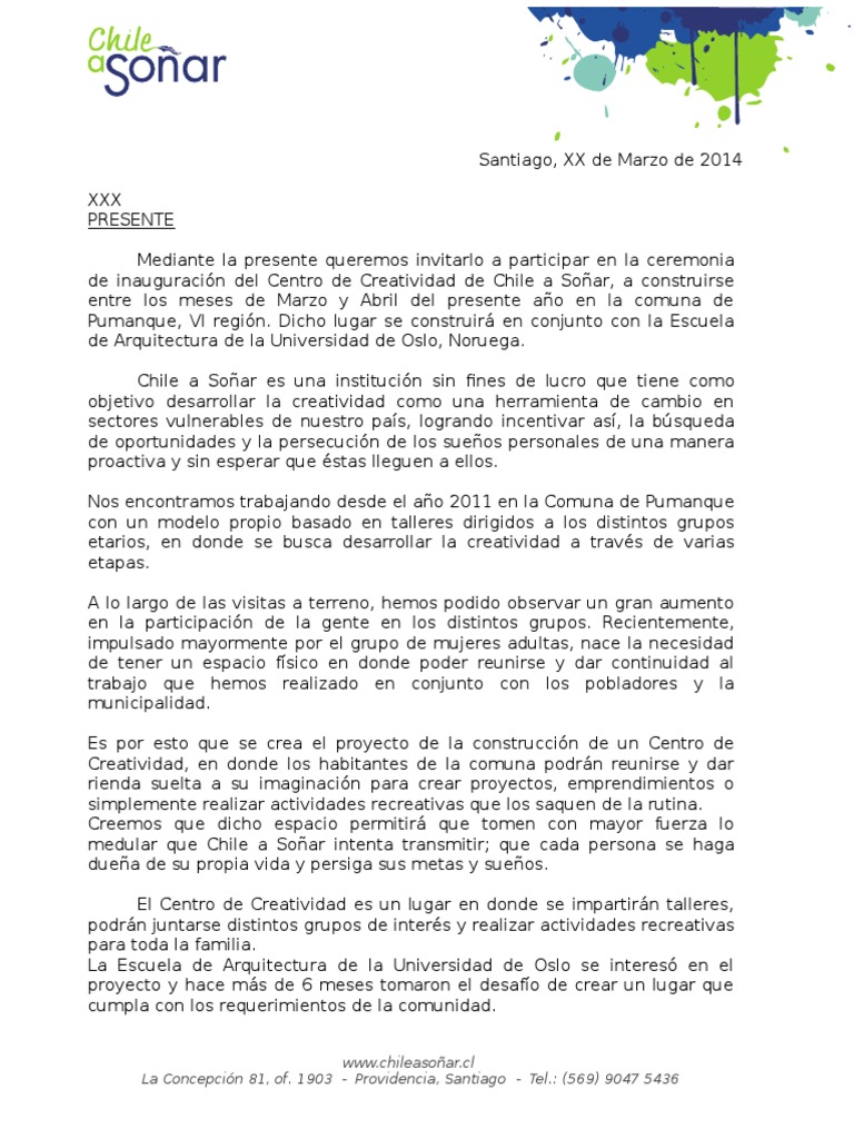 Carta Invitación Inauguración CC | PDF | Creatividad