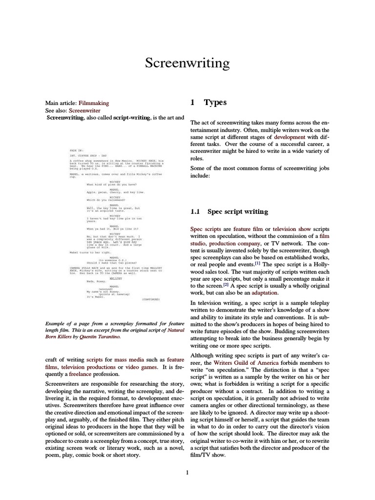 Screenwriting | Screenwriting | Screenwriter