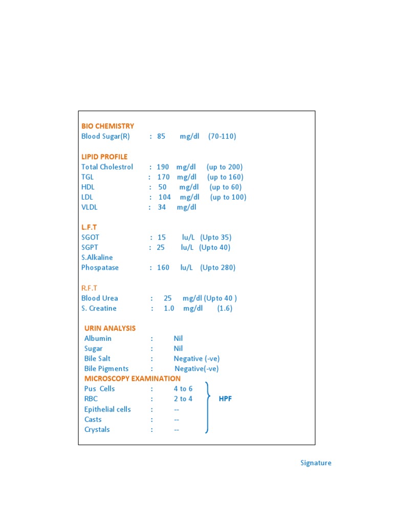 Health Lab Test Results Summary | PDF | Wellness