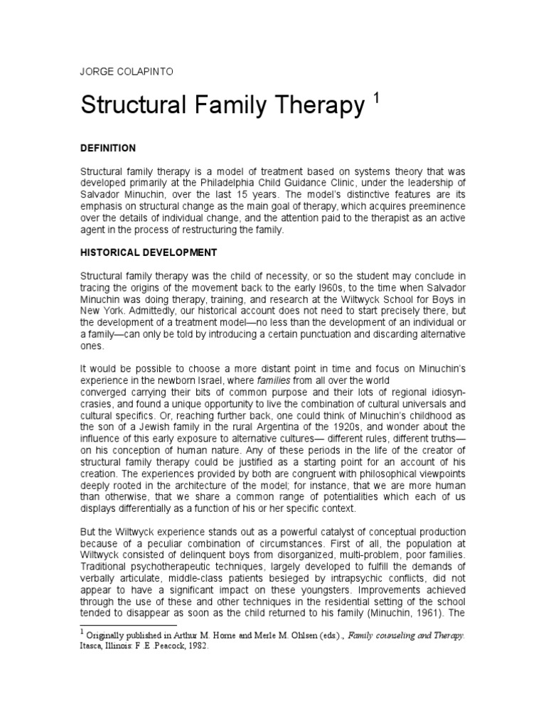 Colapinto Structural Family Therapy | PDF | Family Therapy | Psychotherapy