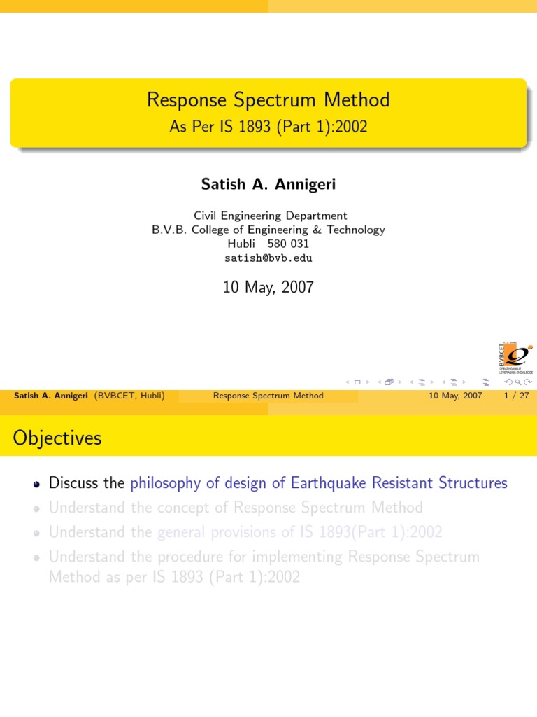 Response Spectrum Method for Earthquake Design | PDF