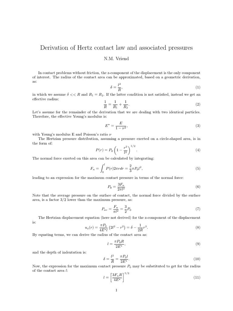 Hertz PDF | PDF | Pressure | Elasticity (Physics)