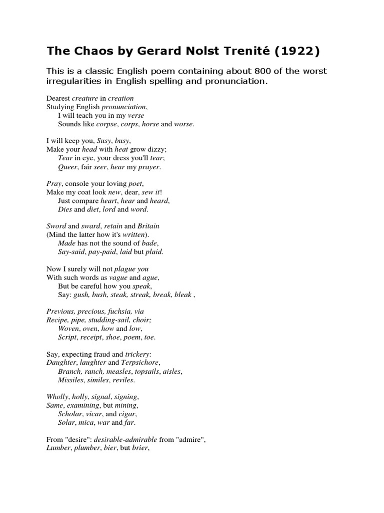 The Chaos (1922) - Gerard Nolst Trenité