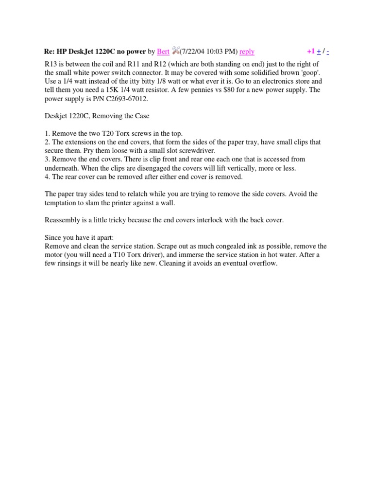 HP DeskJet 1220C Repair Guide | PDF | Home & Garden | Science & Mathematics