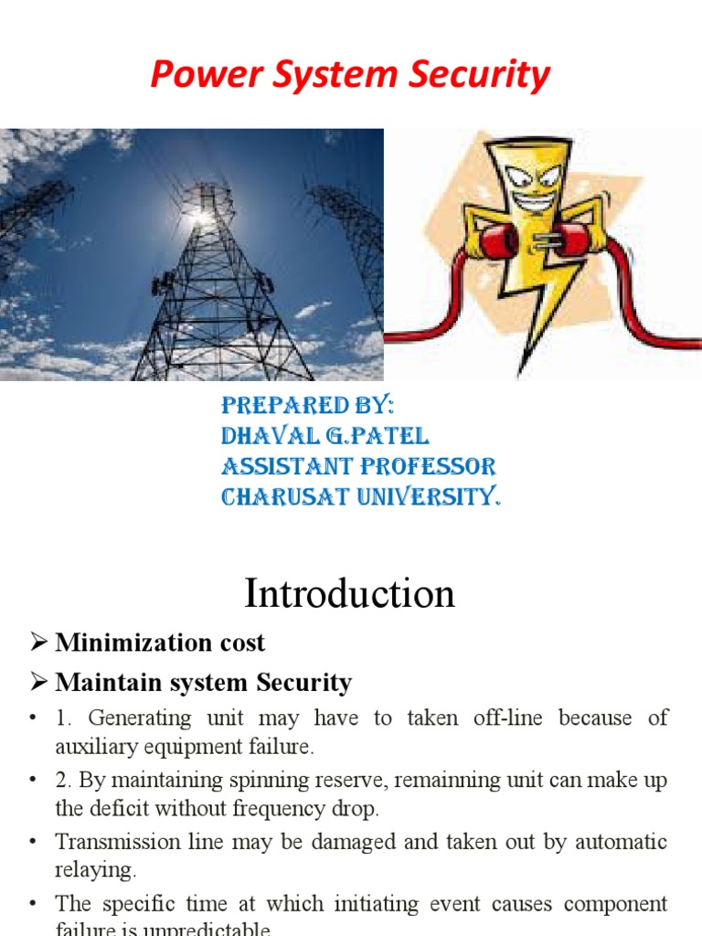 Power System Security - PPT | PDF | Electric Power System | Electric ...
