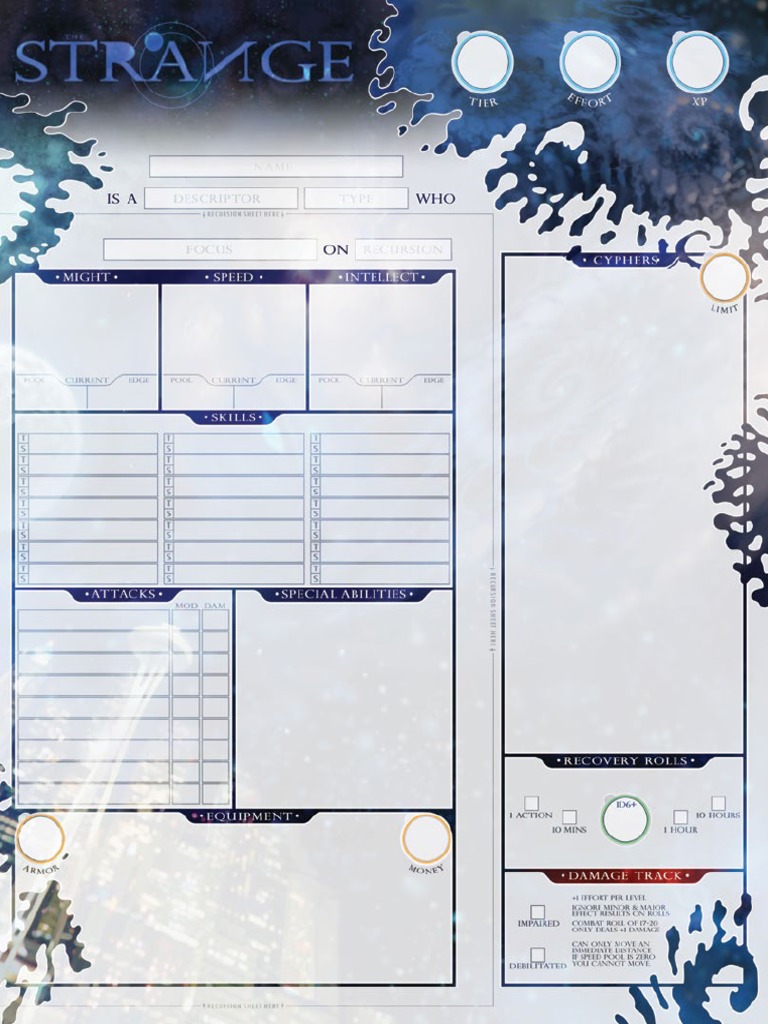 The Strange Form Fillable Character Sheets - Printable Forms Free Online