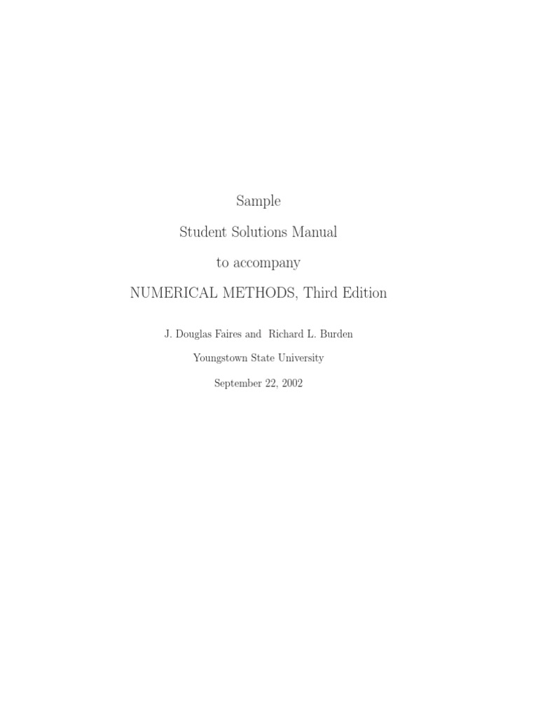 Numerical Methods - Solutions Manual | PDF