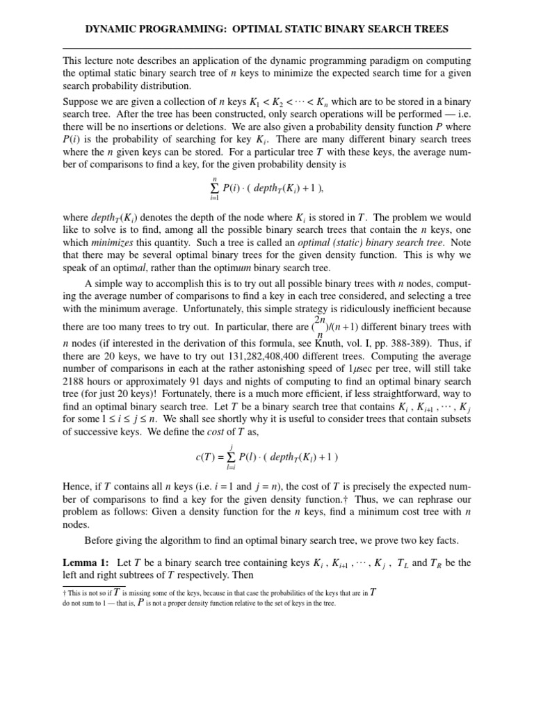 Optimal Binary Search Tree | Download Free PDF | Dynamic Programming ...