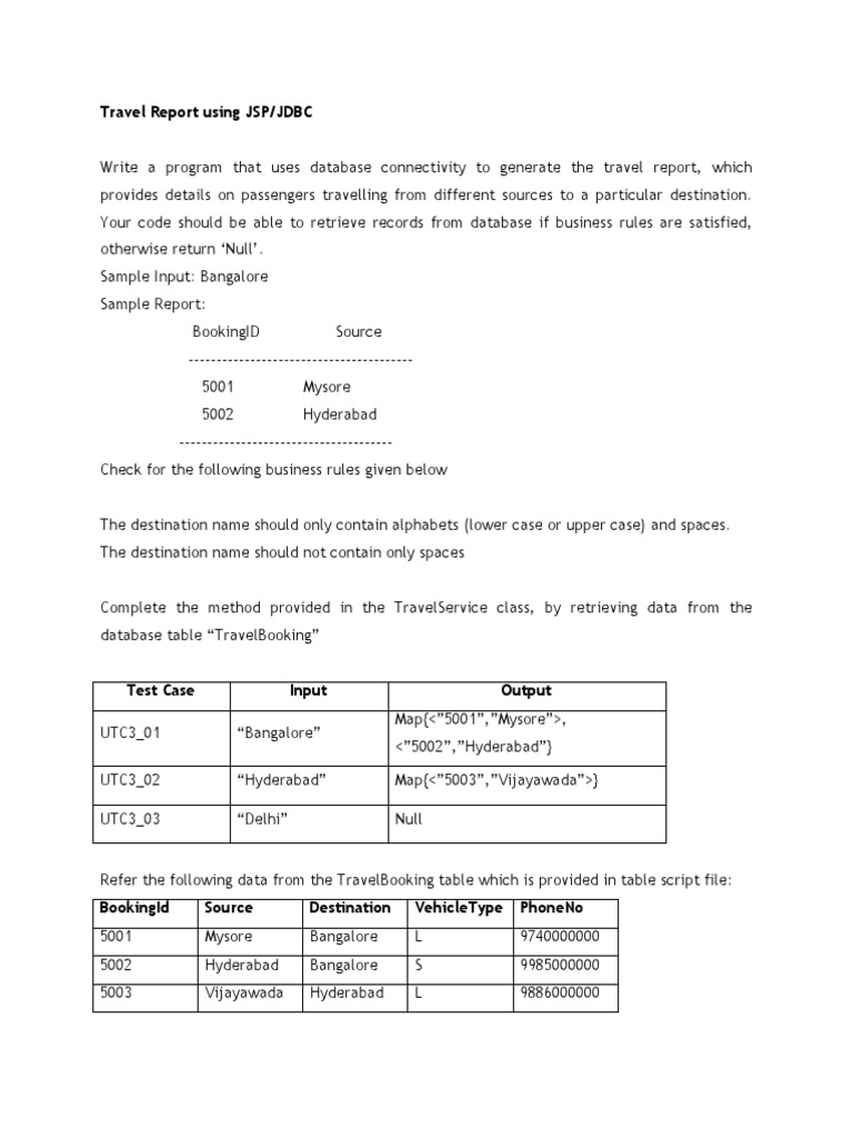 Travel Report Generation with JSP/JDBC | PDF