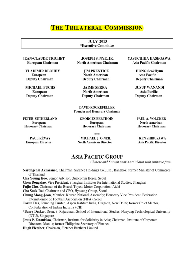 The Trilateral Commision - Member List - July2013 | PDF | South Korea ...