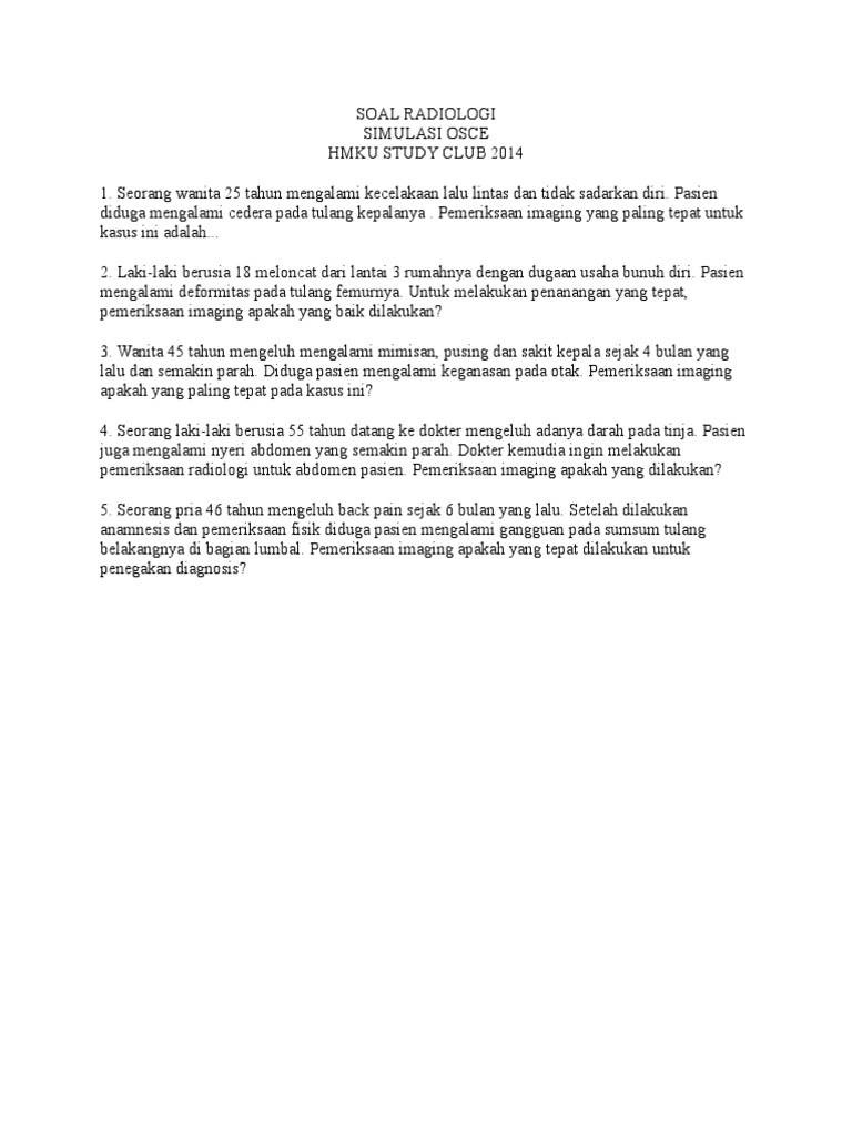Soal HSC Radiologi | PDF